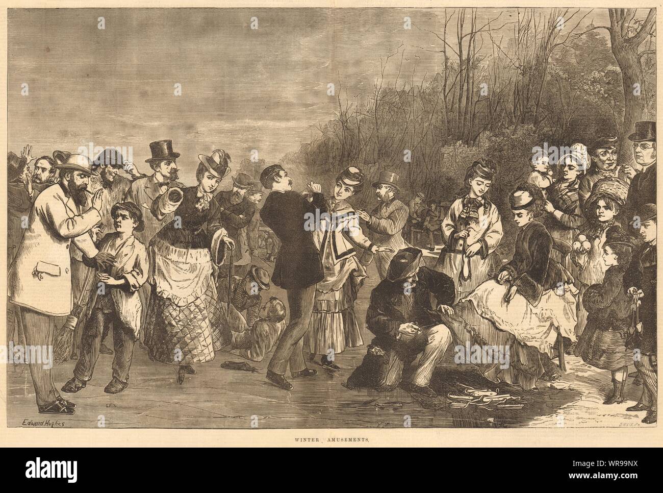 Winter amusements. Winter sports. Ice skating 1875 antique ILN full ...