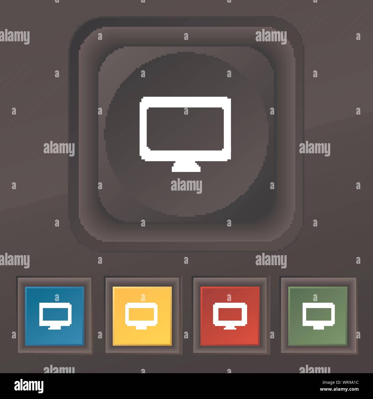 Computer widescreen monitor icon symbol. Set of five colorful, stylish ...