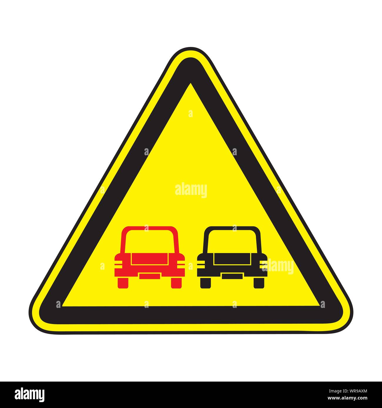 Road no overtaking sign Cut Out Stock Images & Pictures - Alamy