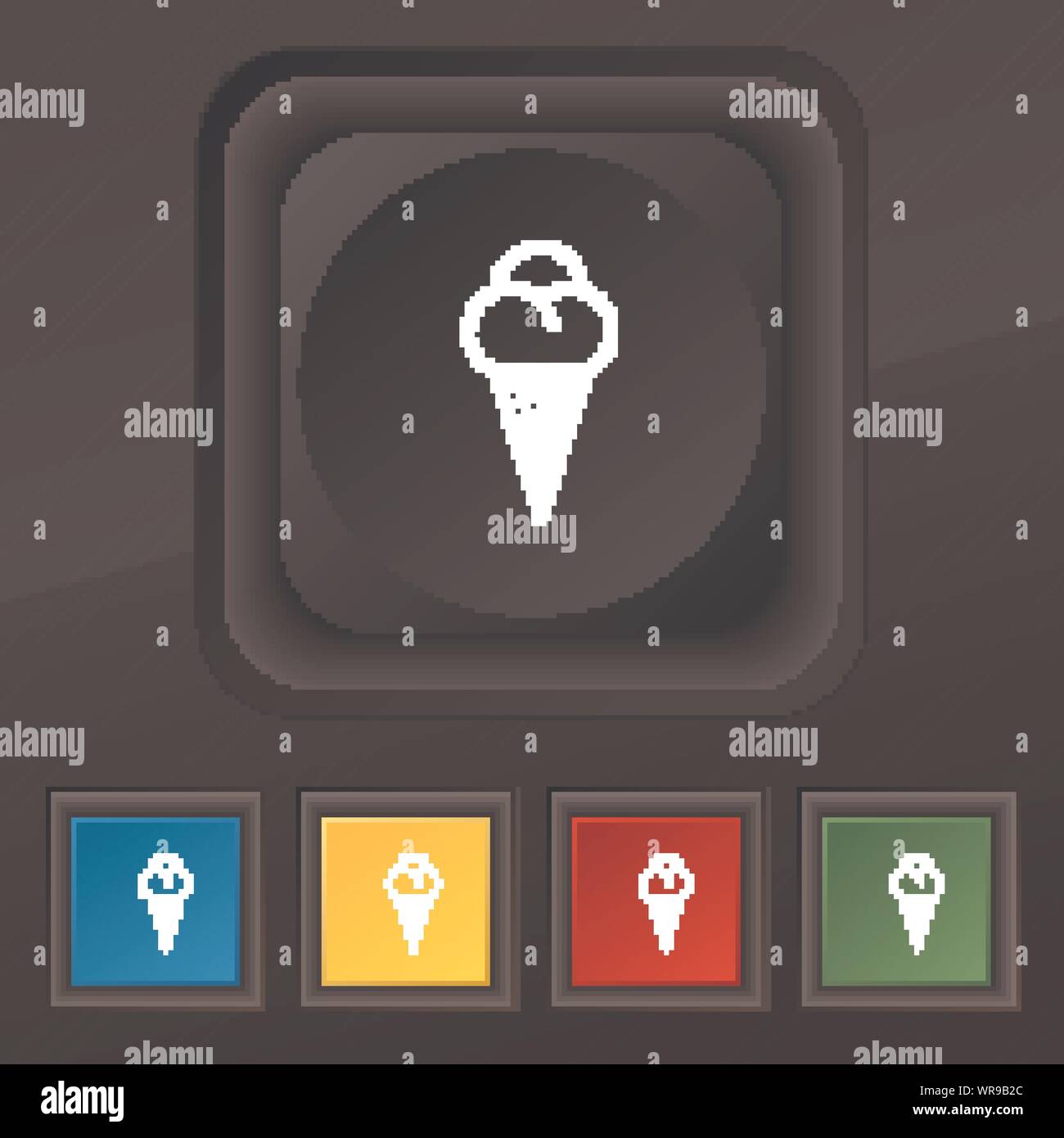 ice cream icon symbol. Set of five colorful, stylish buttons on black ...