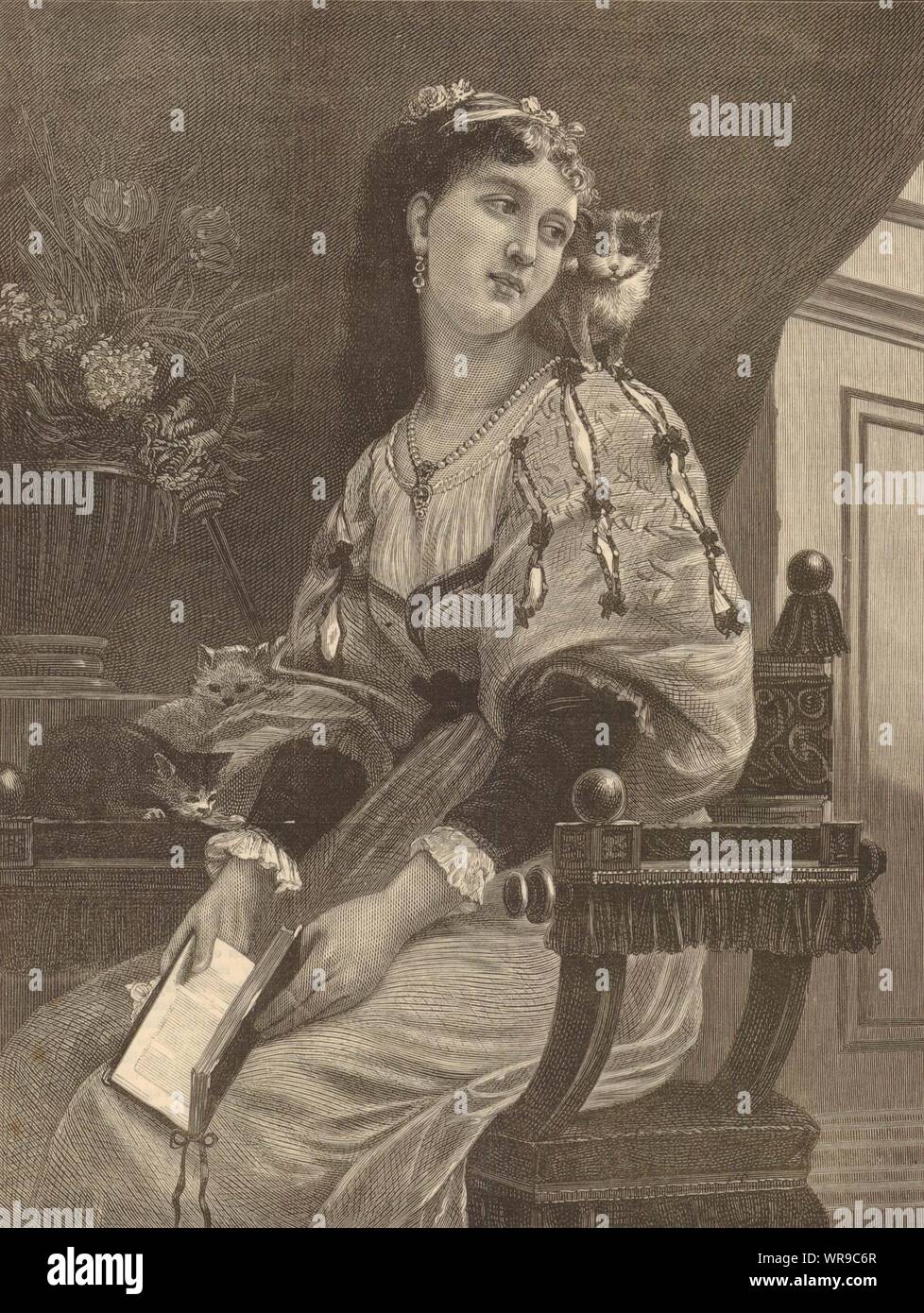 " The Interrupted Reading ", by G. Doyen. Cats 1876 antique ILN full ...