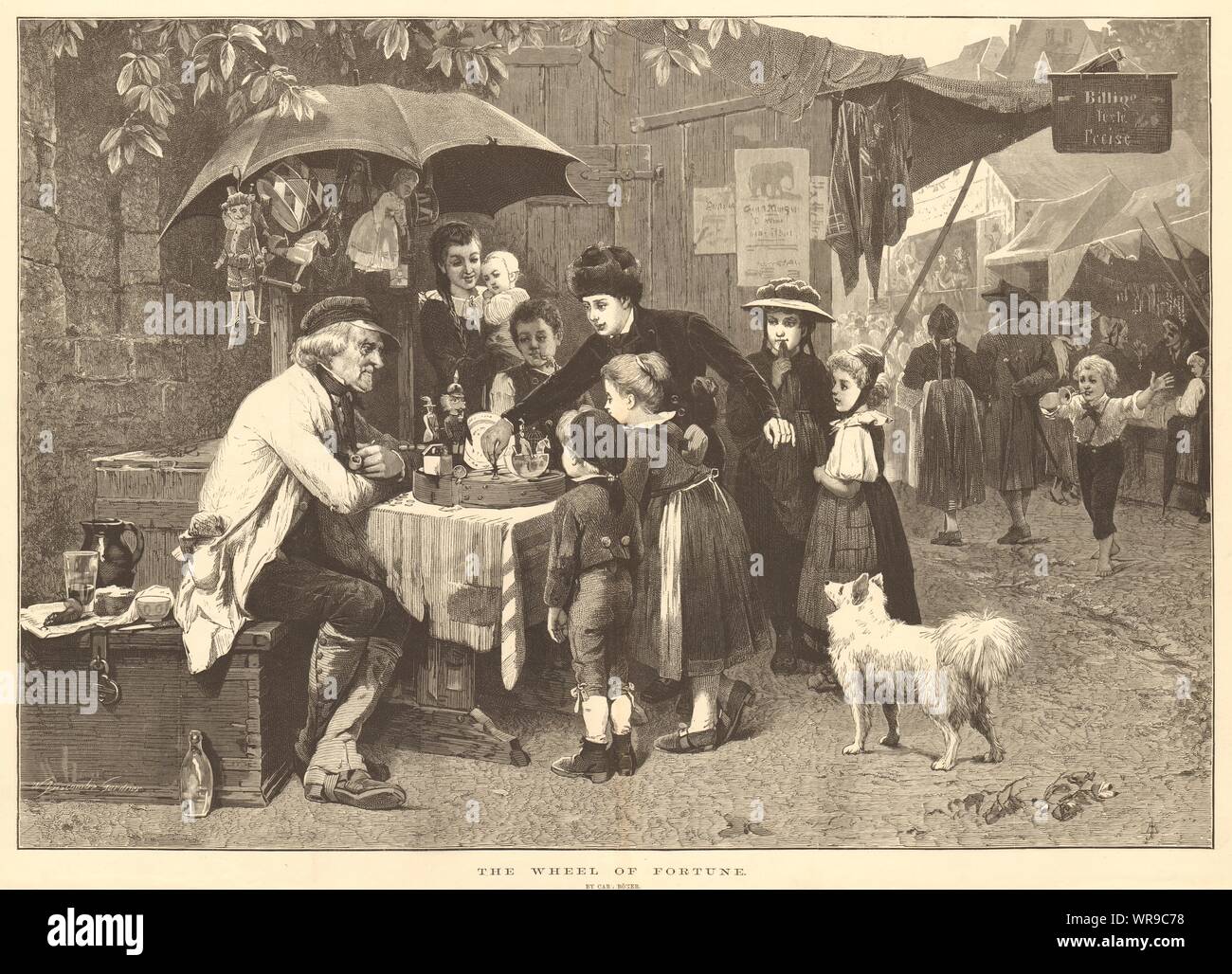 The wheel of fortune, by Carl Boxer. Children 1876 antique ILN full ...