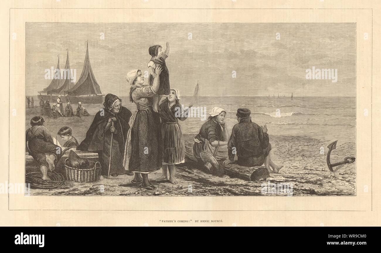 "Father's coming", by Henri Bource. Family. Family 1876 antique ILN ...