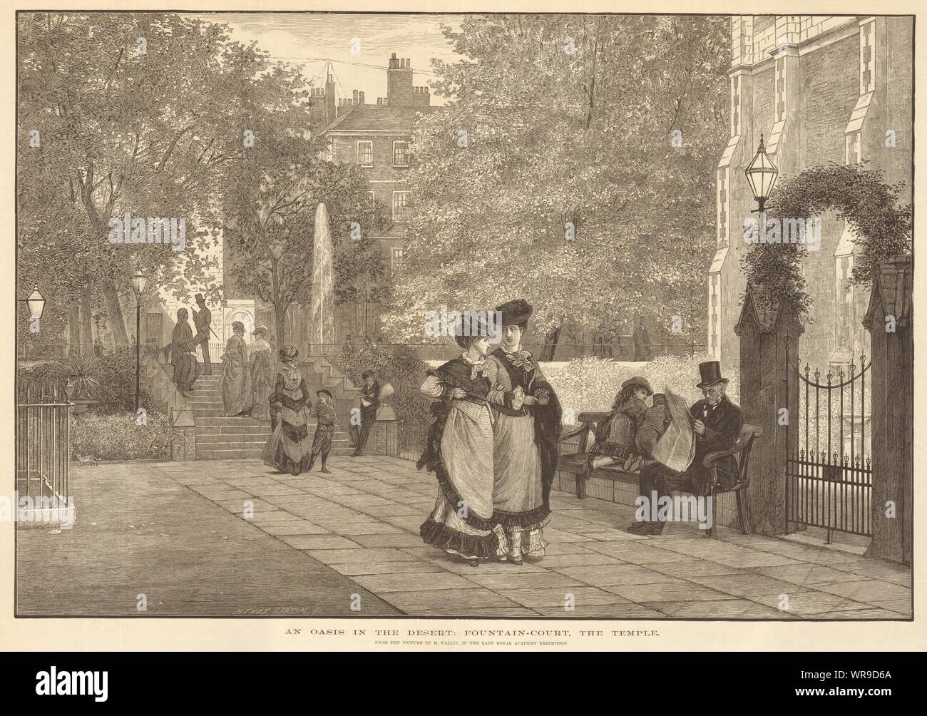 An oasis in the desert: Fountain Court, the Temple. London 1876 ILN ...