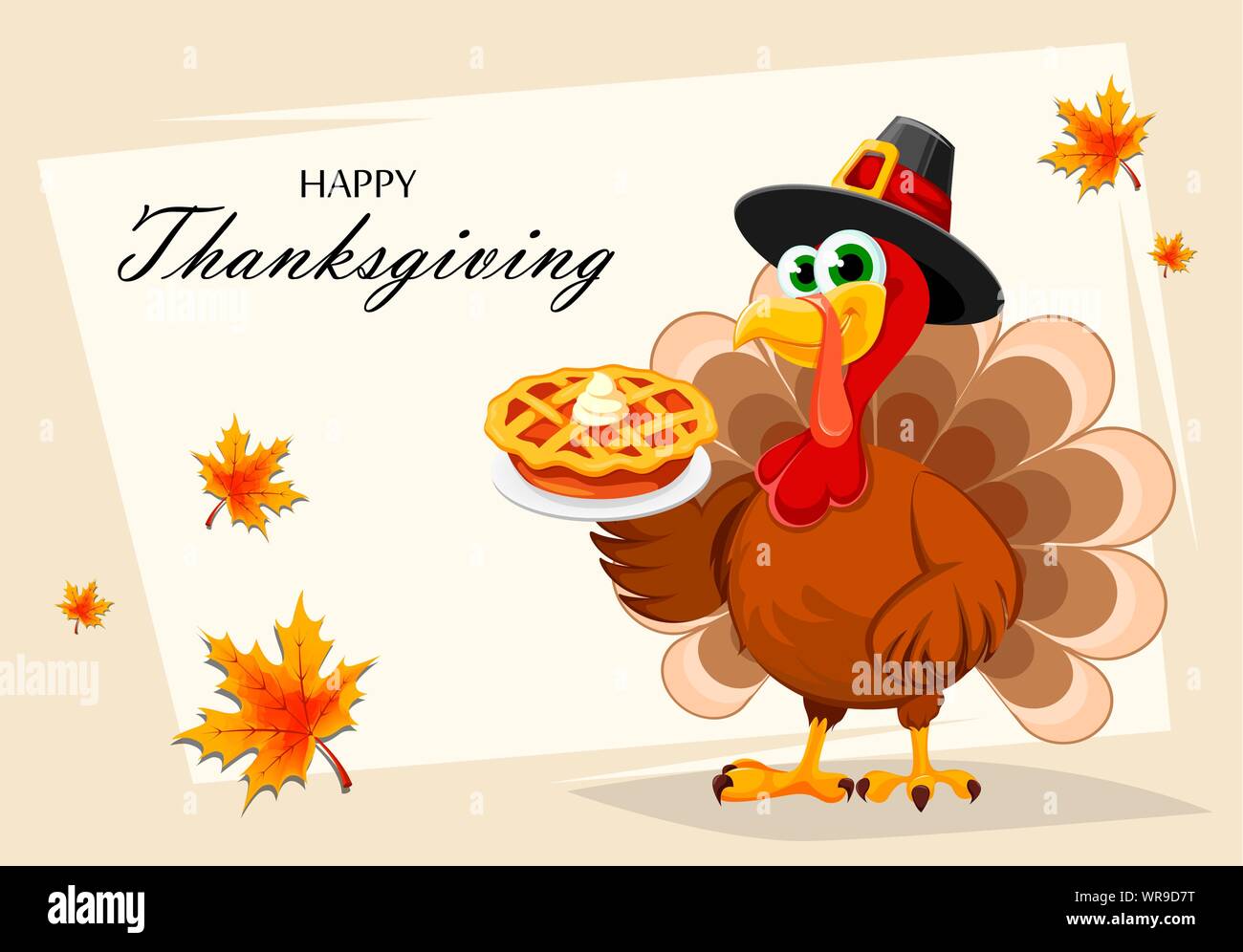 Happy Thanksgiving, greeting card, poster or flyer for holiday ...