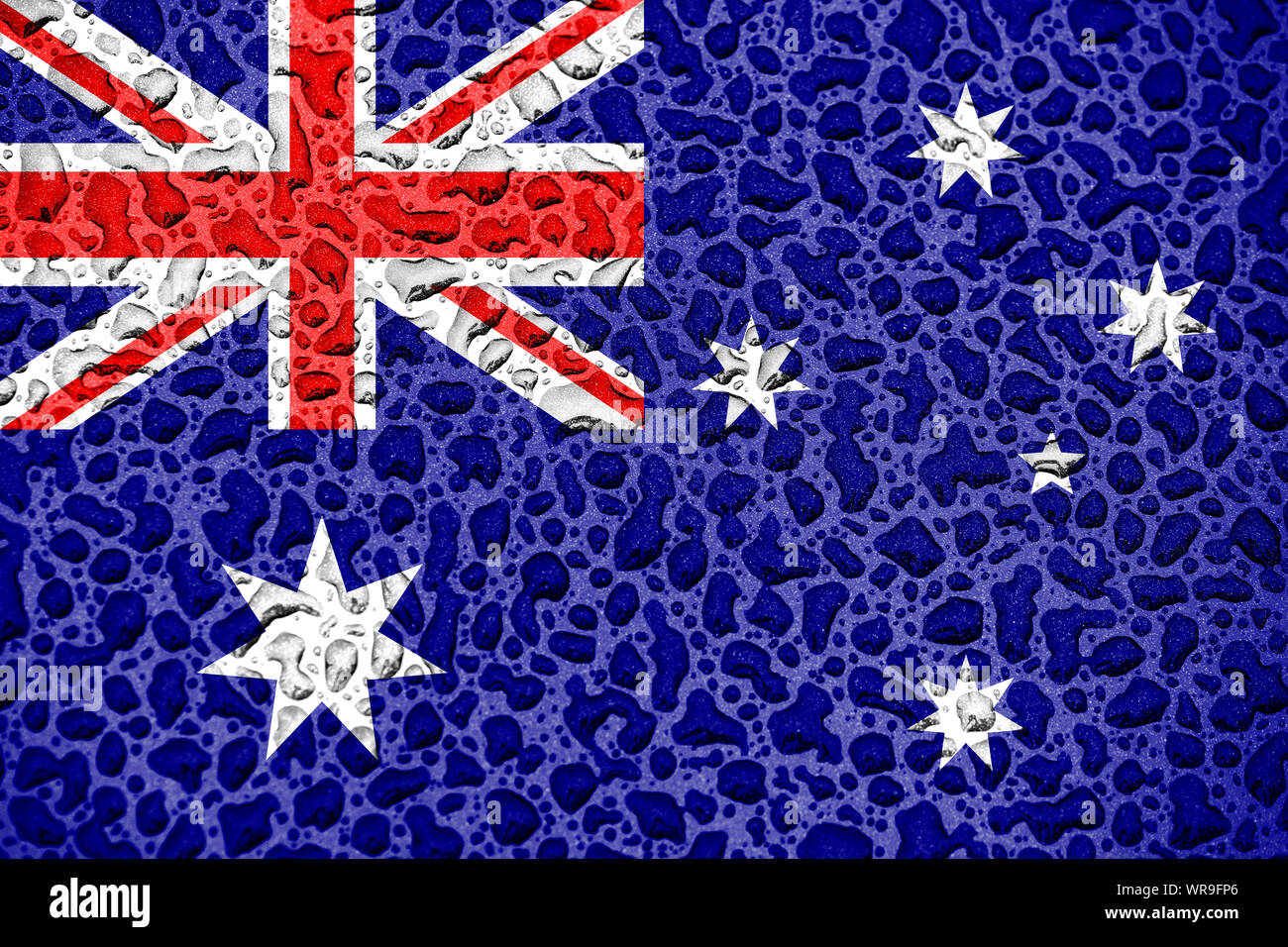 Australia national flag made of water drops. Background forecast season ...