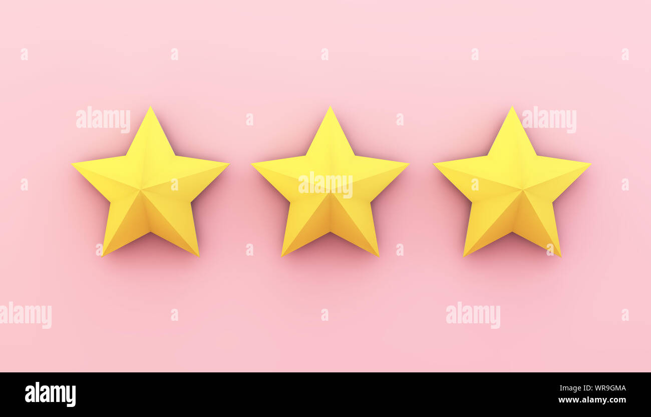 three star on pink background 3d rendering Stock Photo - Alamy