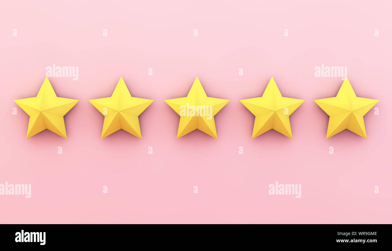 five stars on pink background 3d rendering Stock Photo - Alamy