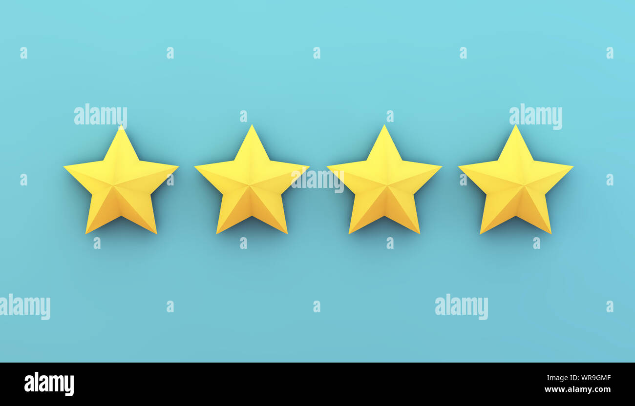 four stars on blue background 3d rendering Stock Photo - Alamy