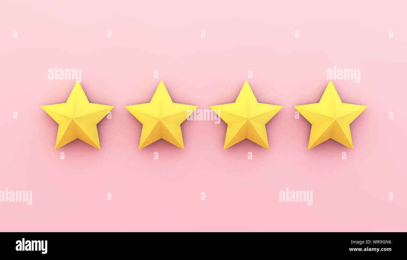 four stars on pink background 3d rendering Stock Photo - Alamy