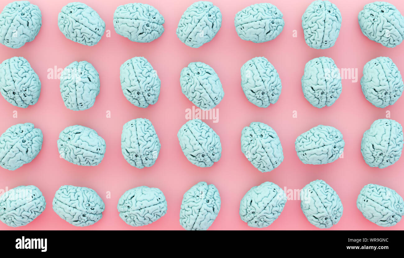 brain collection on pink background 3d rendering Stock Photo - Alamy
