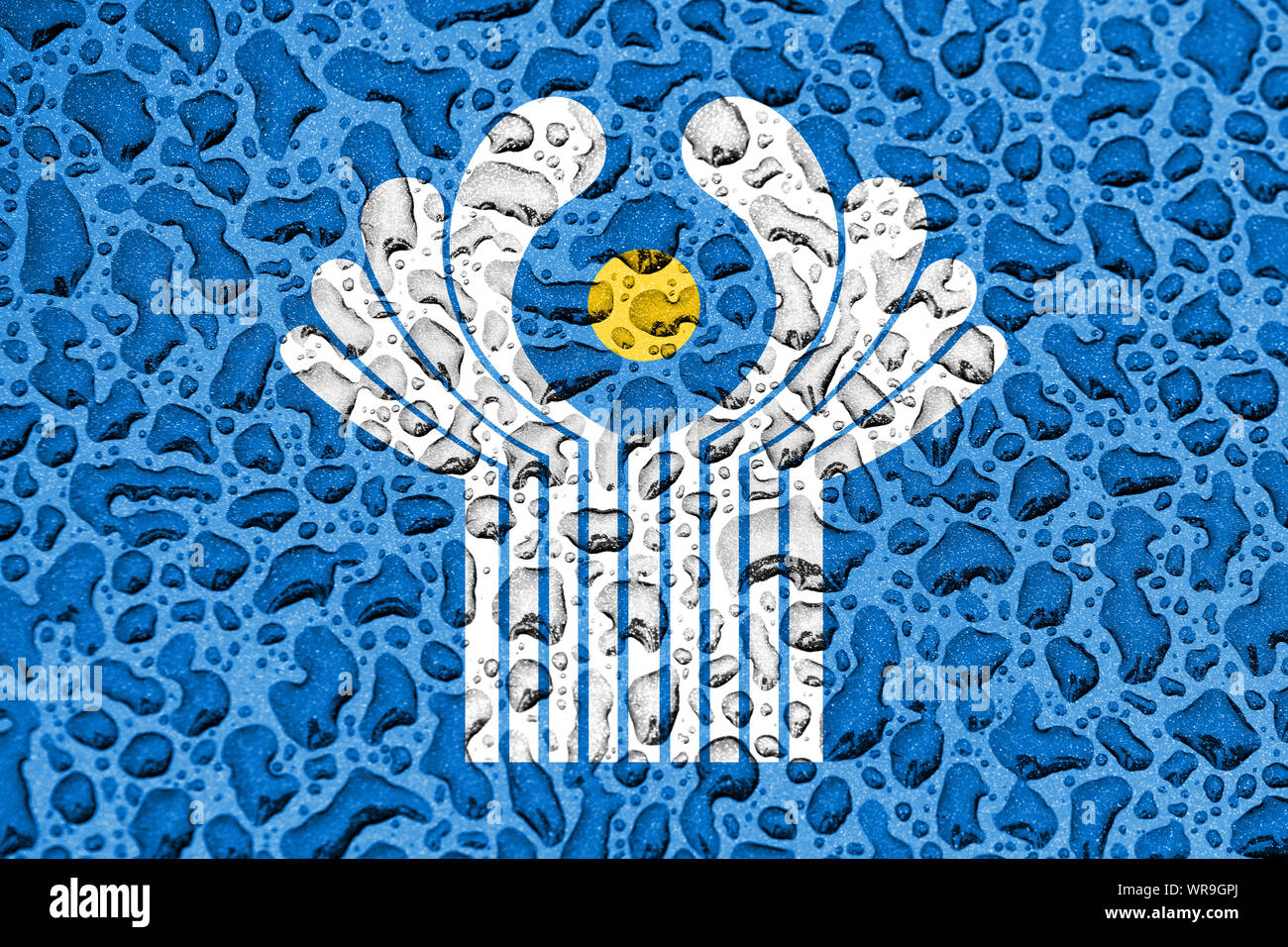 Commonwealth national flag made of water drops. Background forecast ...