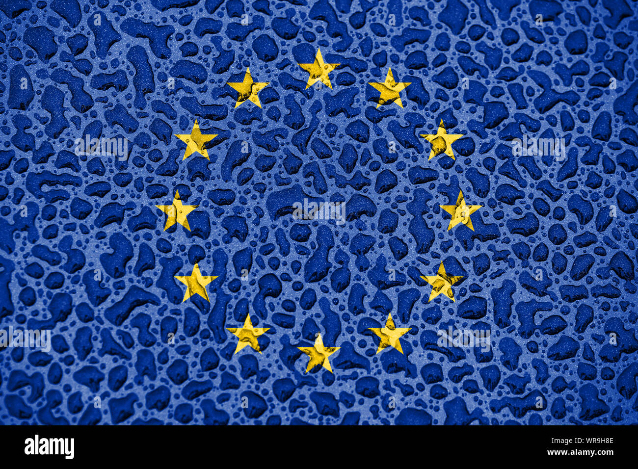 European Union national flag made of water drops. Background forecast ...