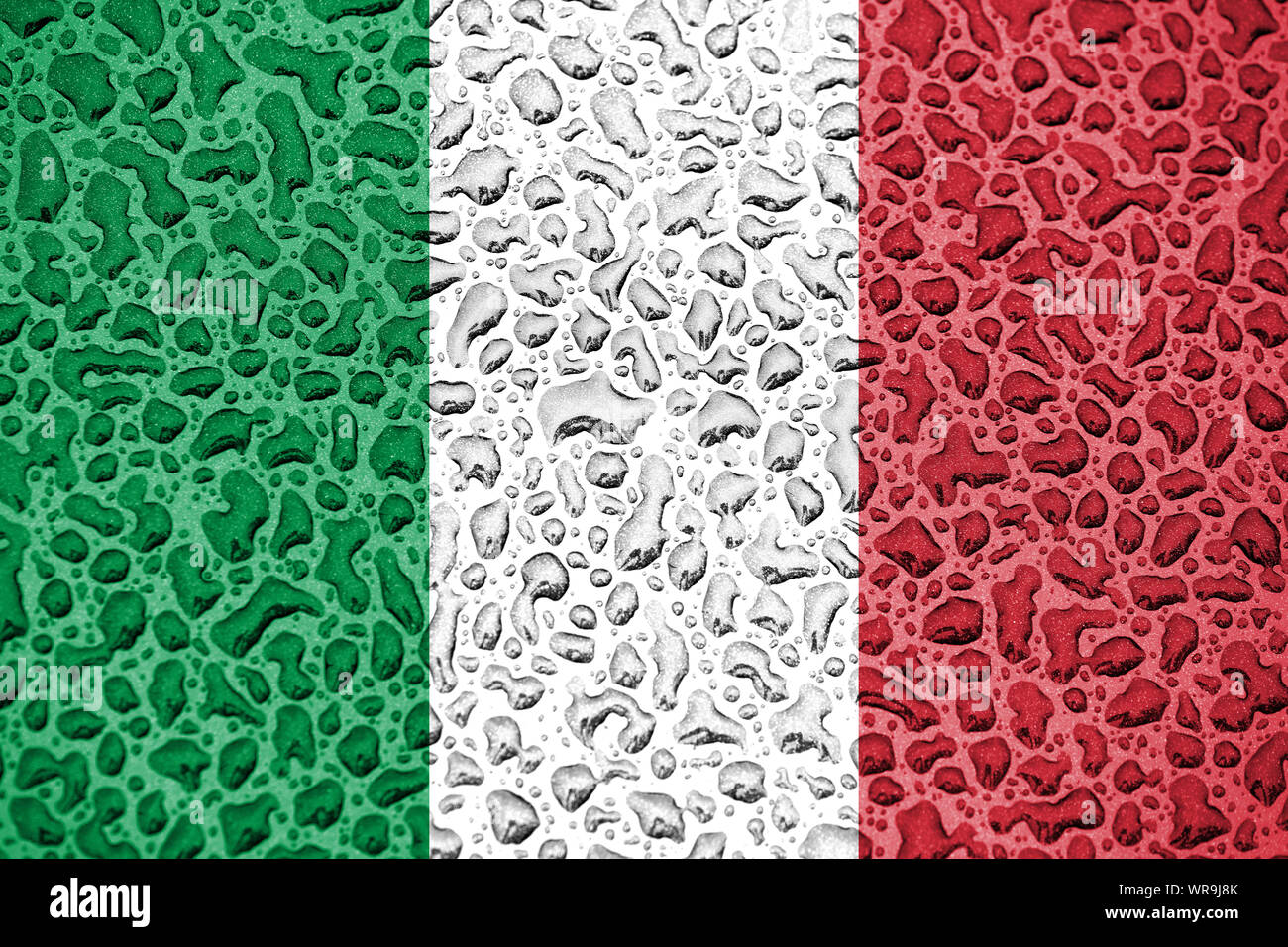 Italy national flag made of water drops. Background forecast season ...
