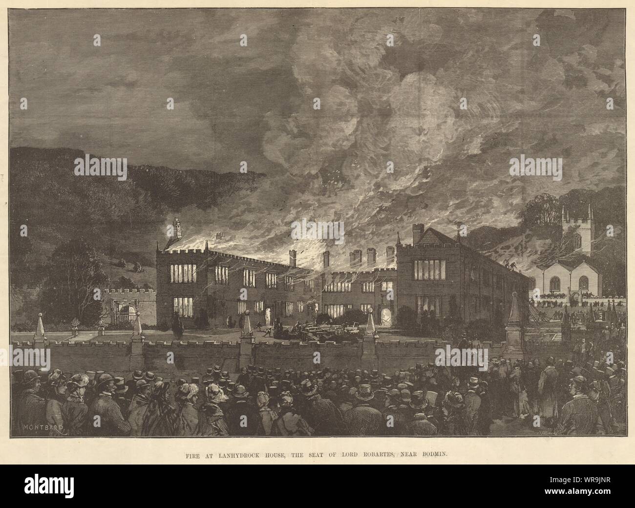 Fire at Lanhydrock House, the seat of Lord Robartes, near Bodmin ...