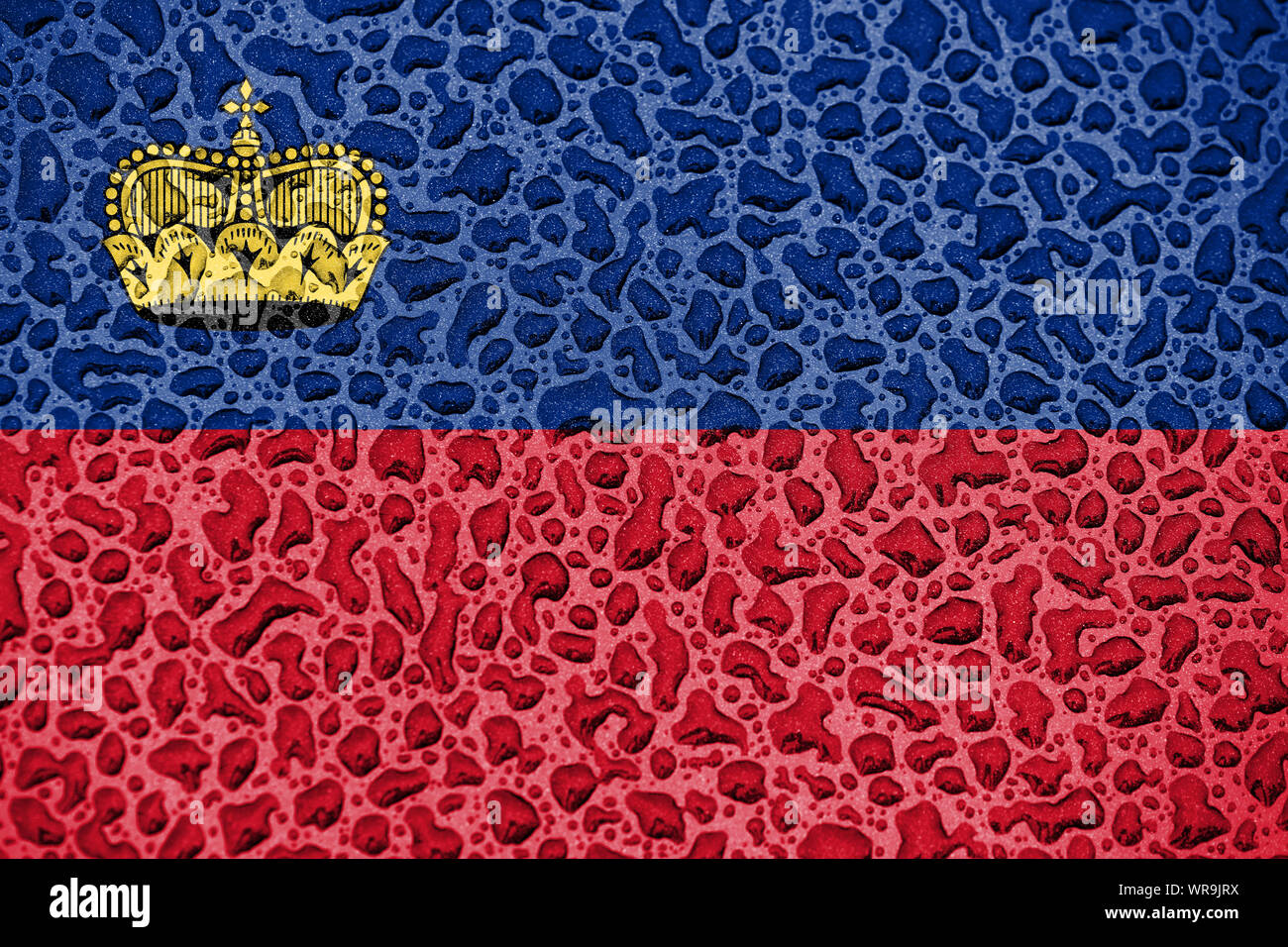 Liechtenstein national flag made of water drops. Background forecast ...