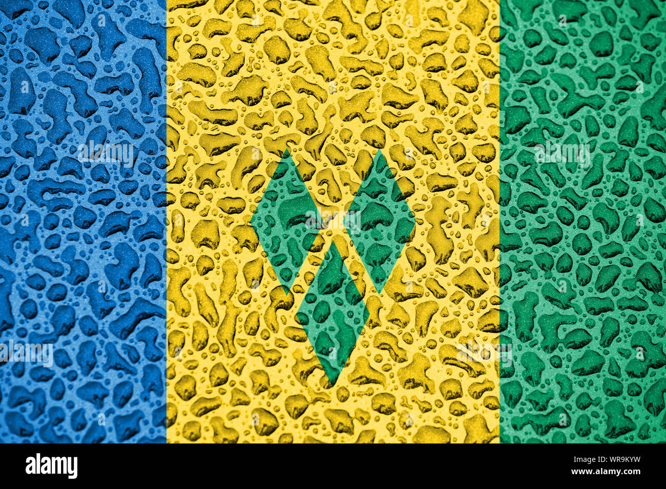Saint Vincent and the Grenadines national flag made of water drops ...