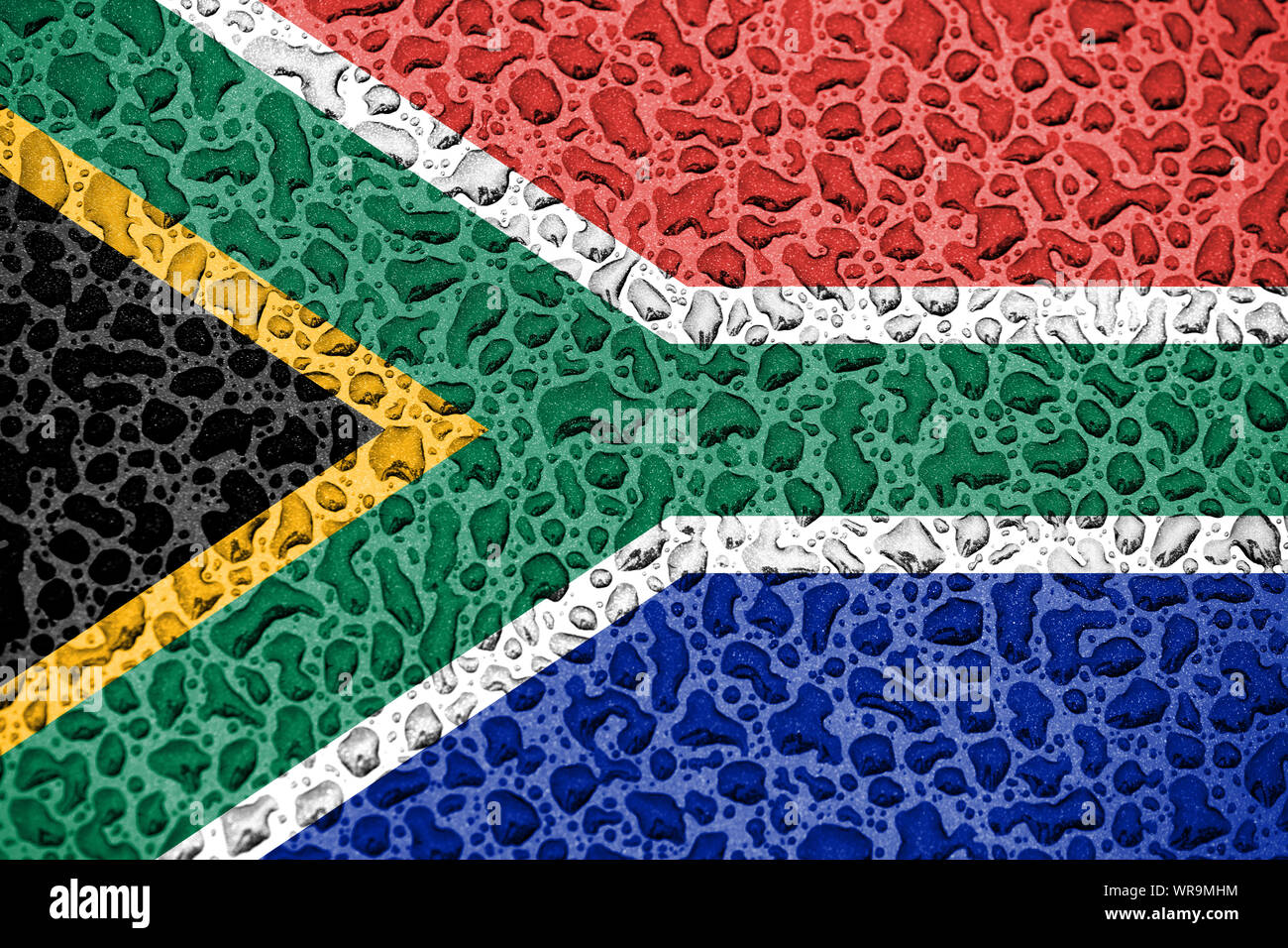 South Africa national flag made of water drops. Background forecast ...
