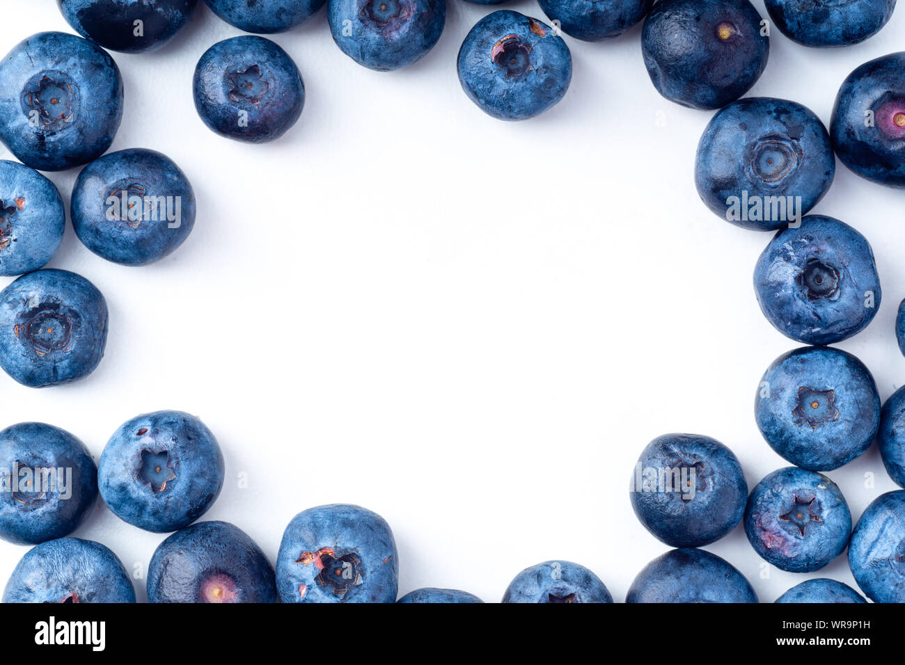 Fresh ripe blueberries isolated on white background. Creative layout in ...