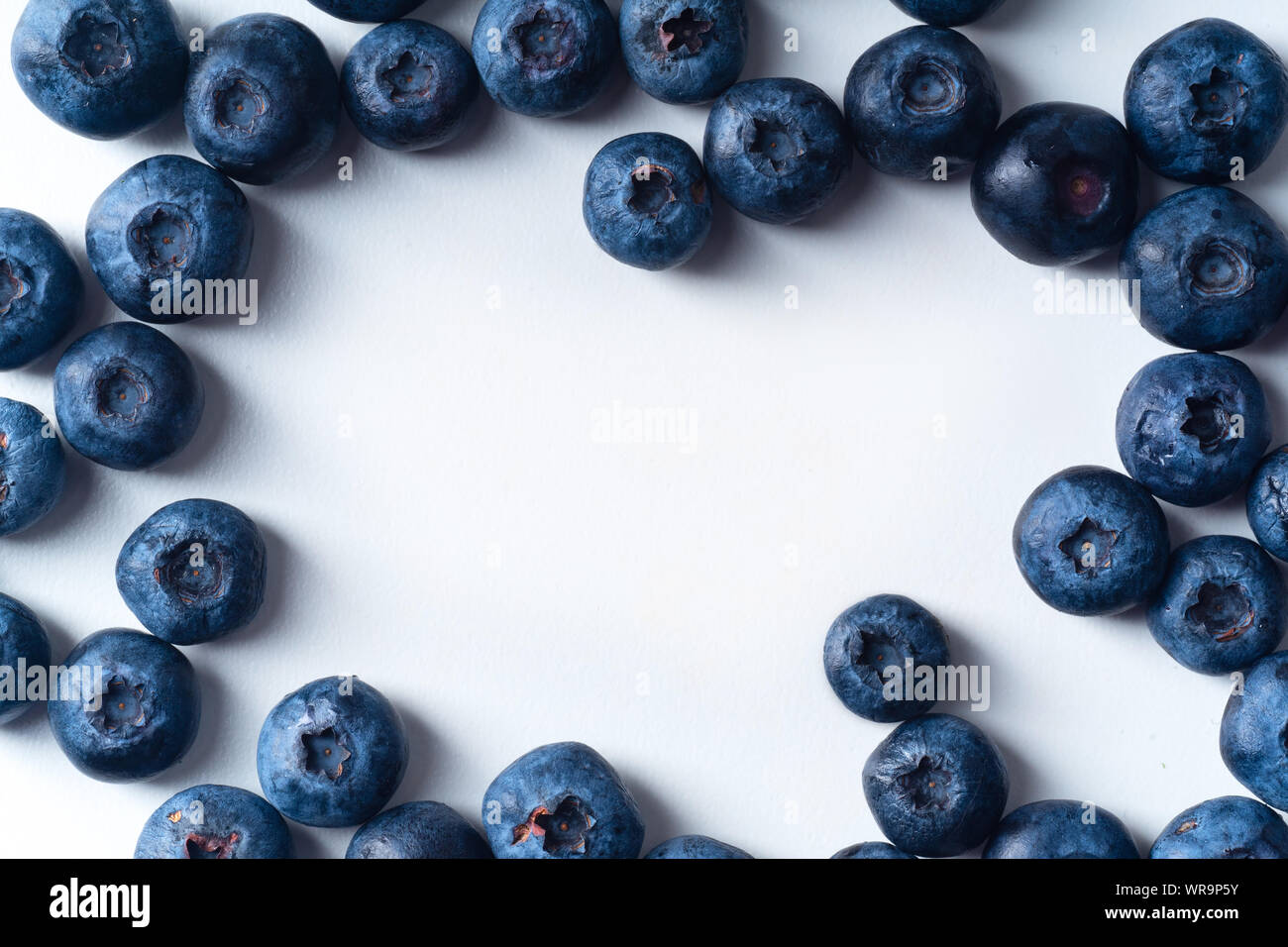 Fresh ripe blueberries isolated on white background. Creative layout in ...