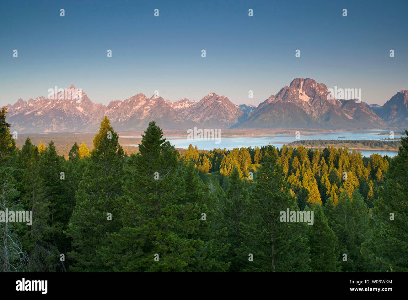 Grand Teton and Mount Moran in the Teton Mountain Range from Signal ...