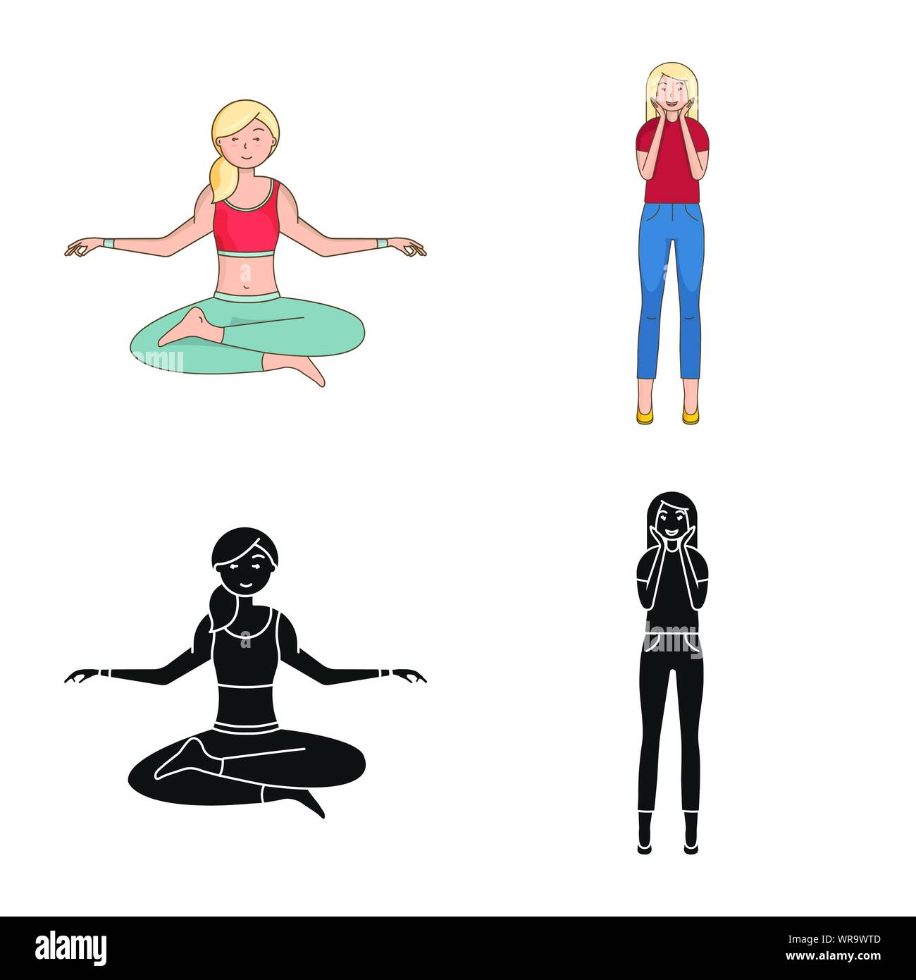 Isolated object of posture and mood icon. Collection of posture and ...