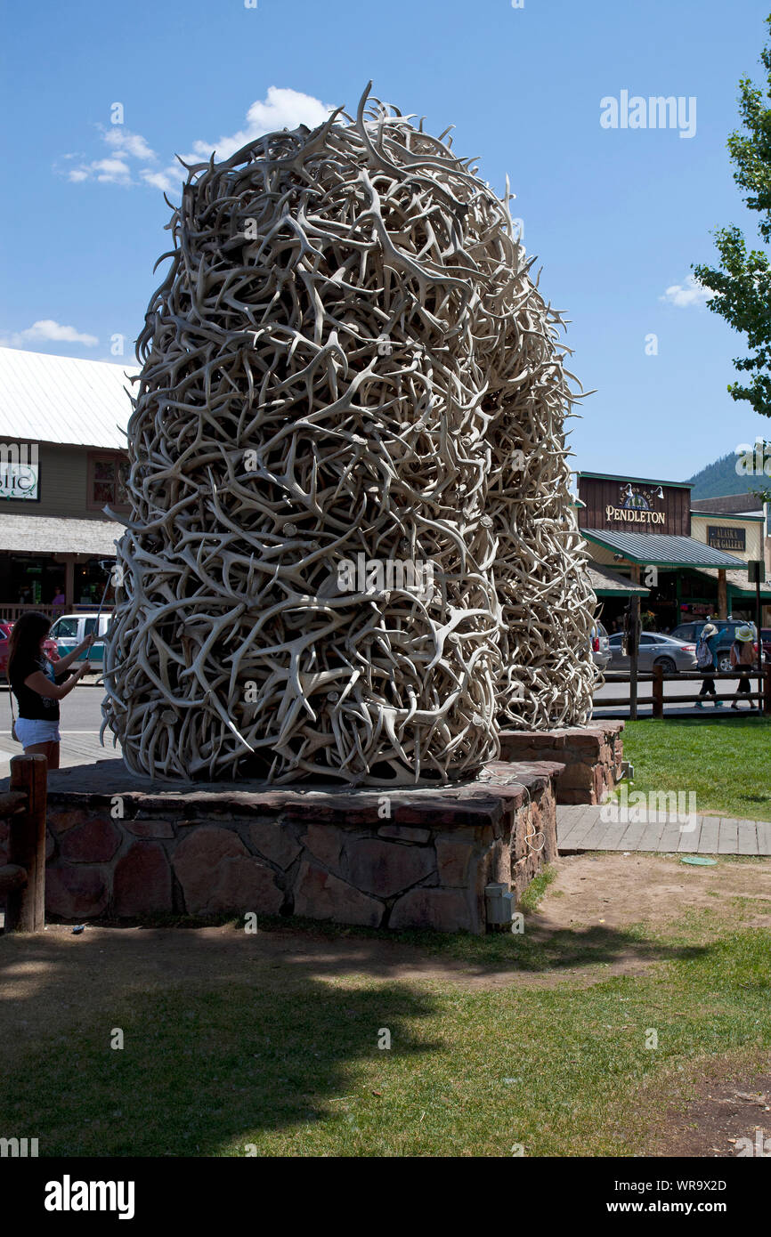 Antler Arch Jackson Hole Wyoming USA June 2015 Stock Photo - Alamy