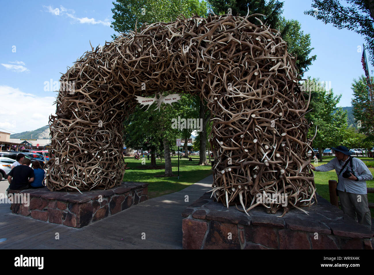 Antler Arch Jackson Hole Wyoming USA June 2015 Stock Photo - Alamy