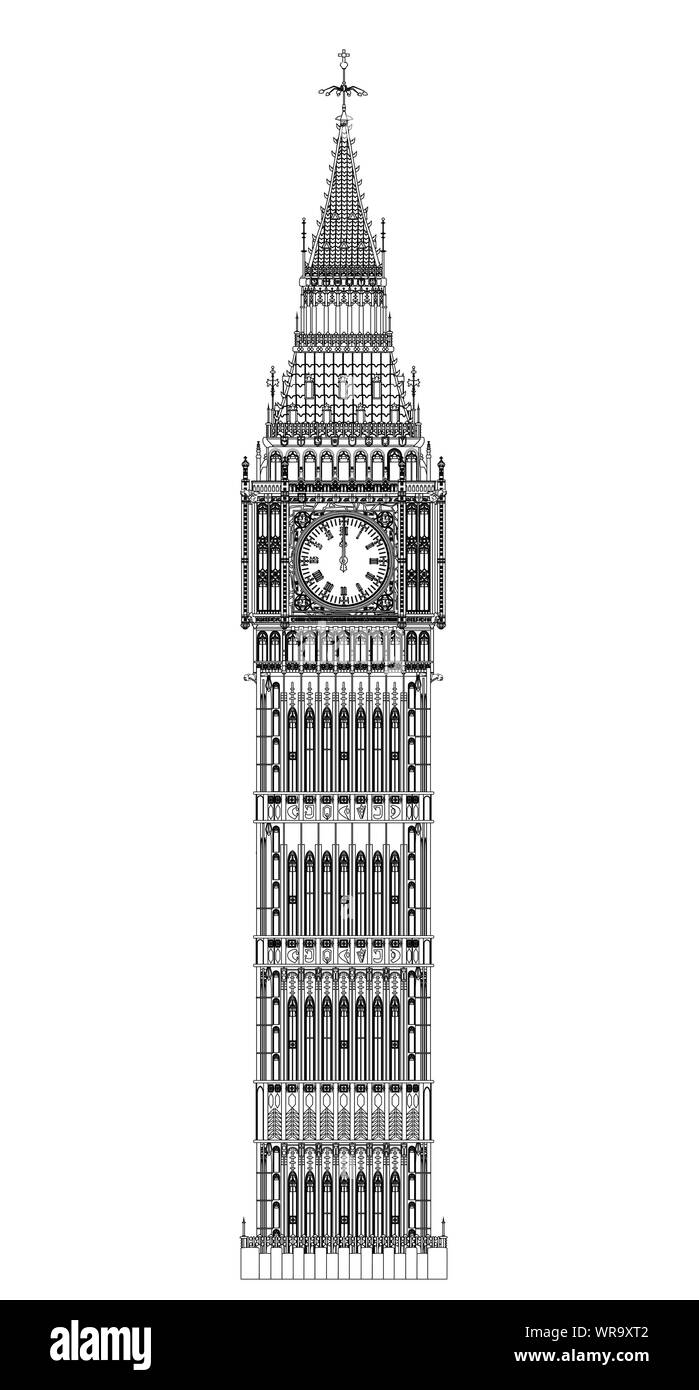Realistic Big Ben Drawing