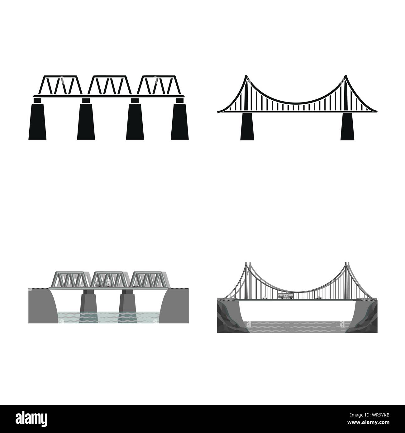 Vector illustration of connection and design symbol. Set of connection ...