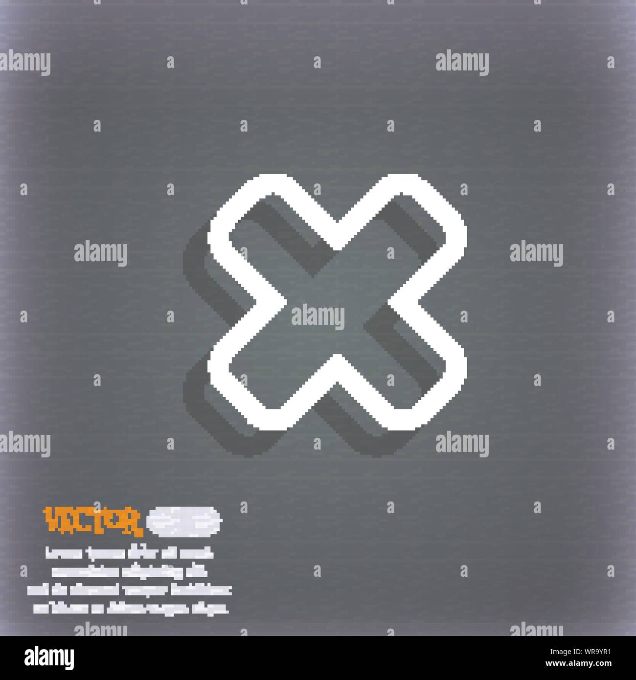 Cancel icon symbol on the blue-green abstract background with shadow ...