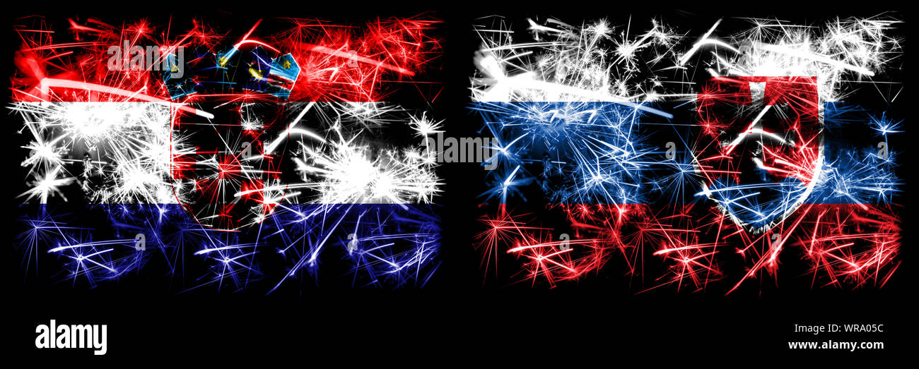 Croatia, Croatian, Slovakia, Slovakian, flip sparkling fireworks ...