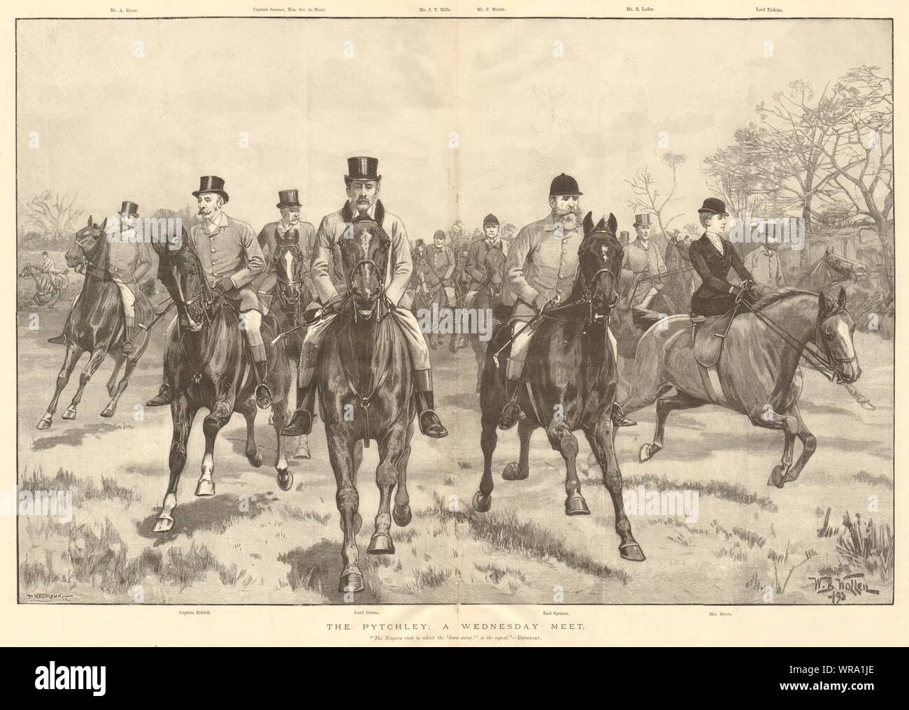 The Pytchley: a Wednesday meet. Northamptonshire. Hunting 1893 ILN full ...