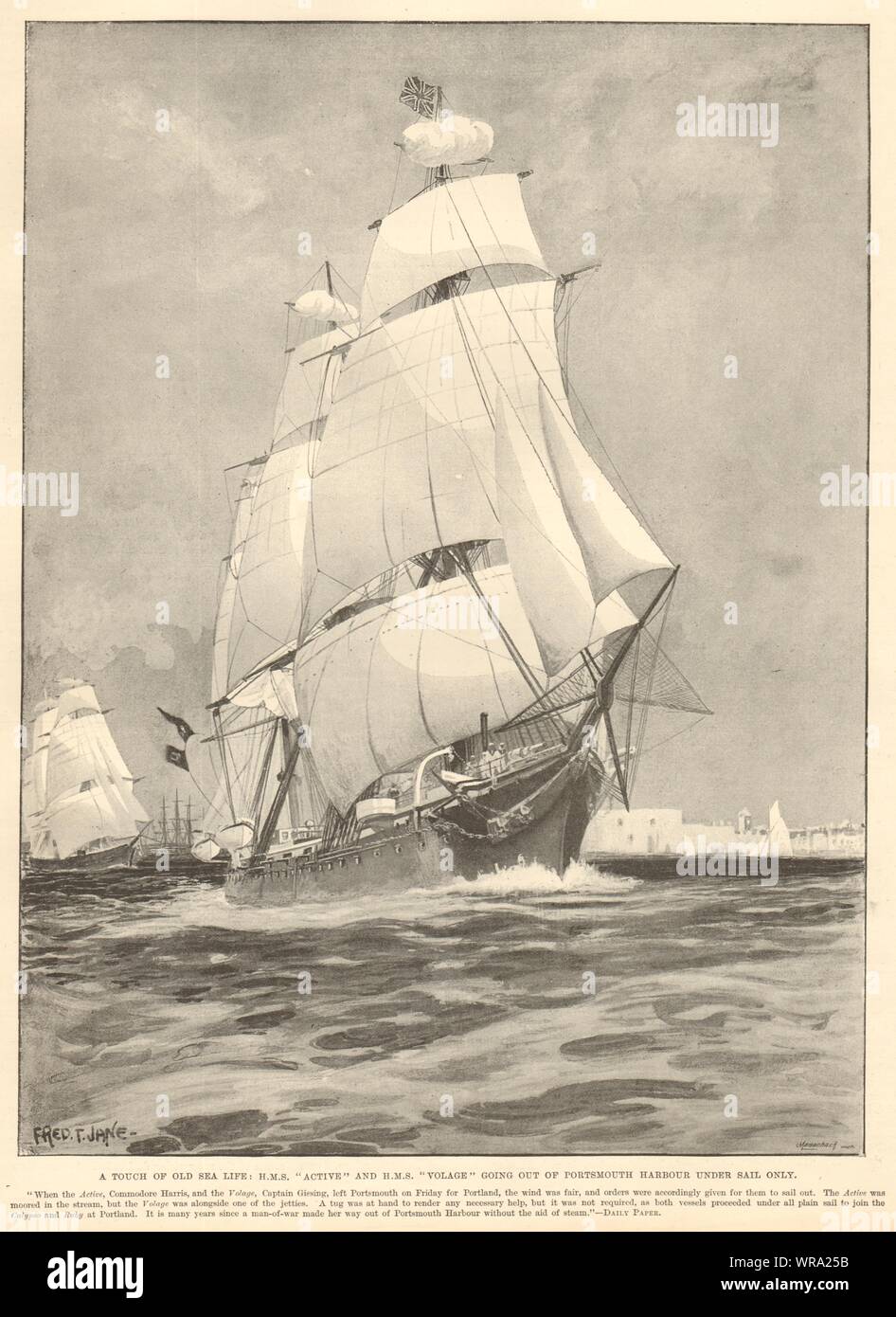 HMS Active & HMS Volage leaving Portsmouth harbour under sail. Ships ...