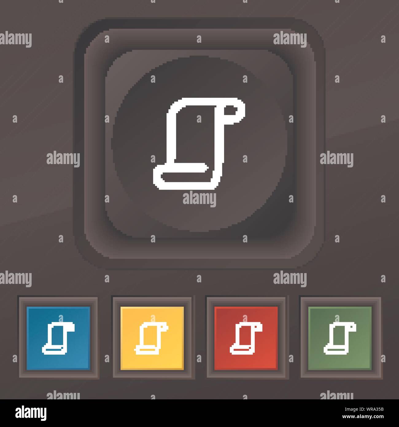 paper scroll icon symbol. Set of five colorful, stylish buttons on ...