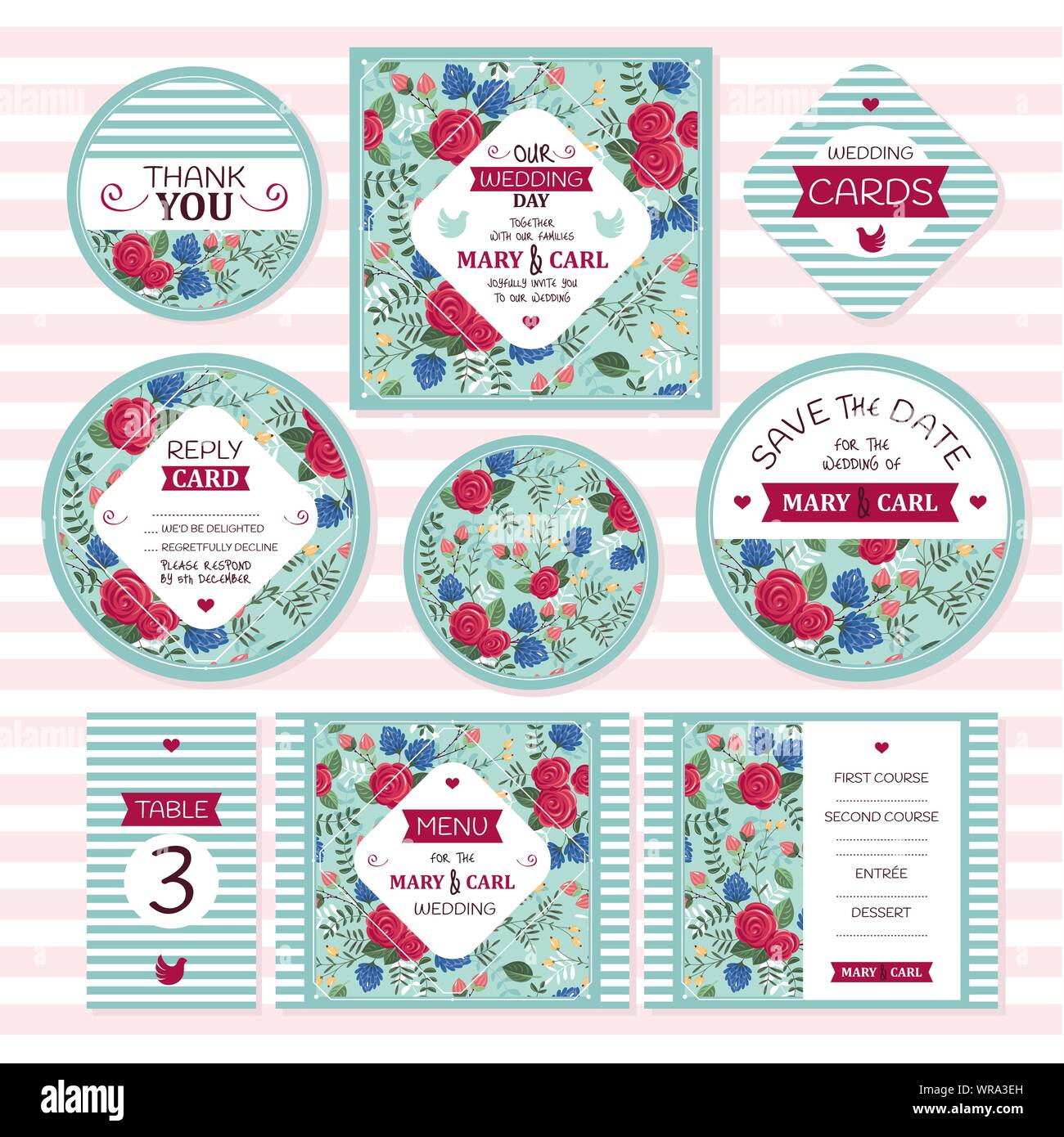 Set of floral wedding cards Stock Vector Image & Art - Alamy