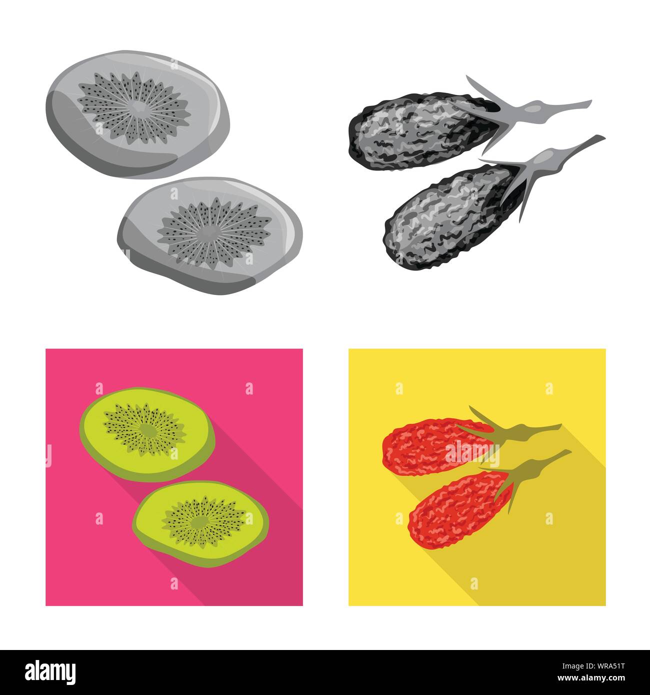 Vector illustration of food and raw symbol. Collection of food and ...