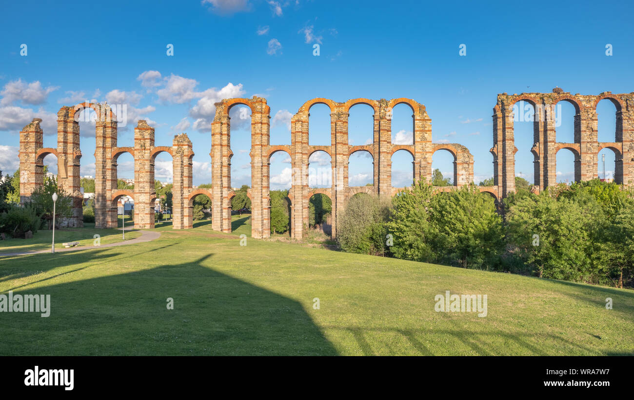 Panoramic view of the famous aqueduct called Los Milagros, located in ...