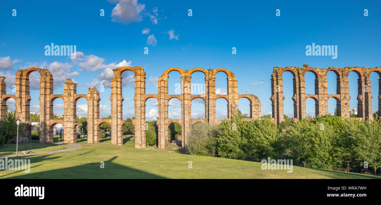 Panoramic view of the famous aqueduct called Los Milagros, located in ...