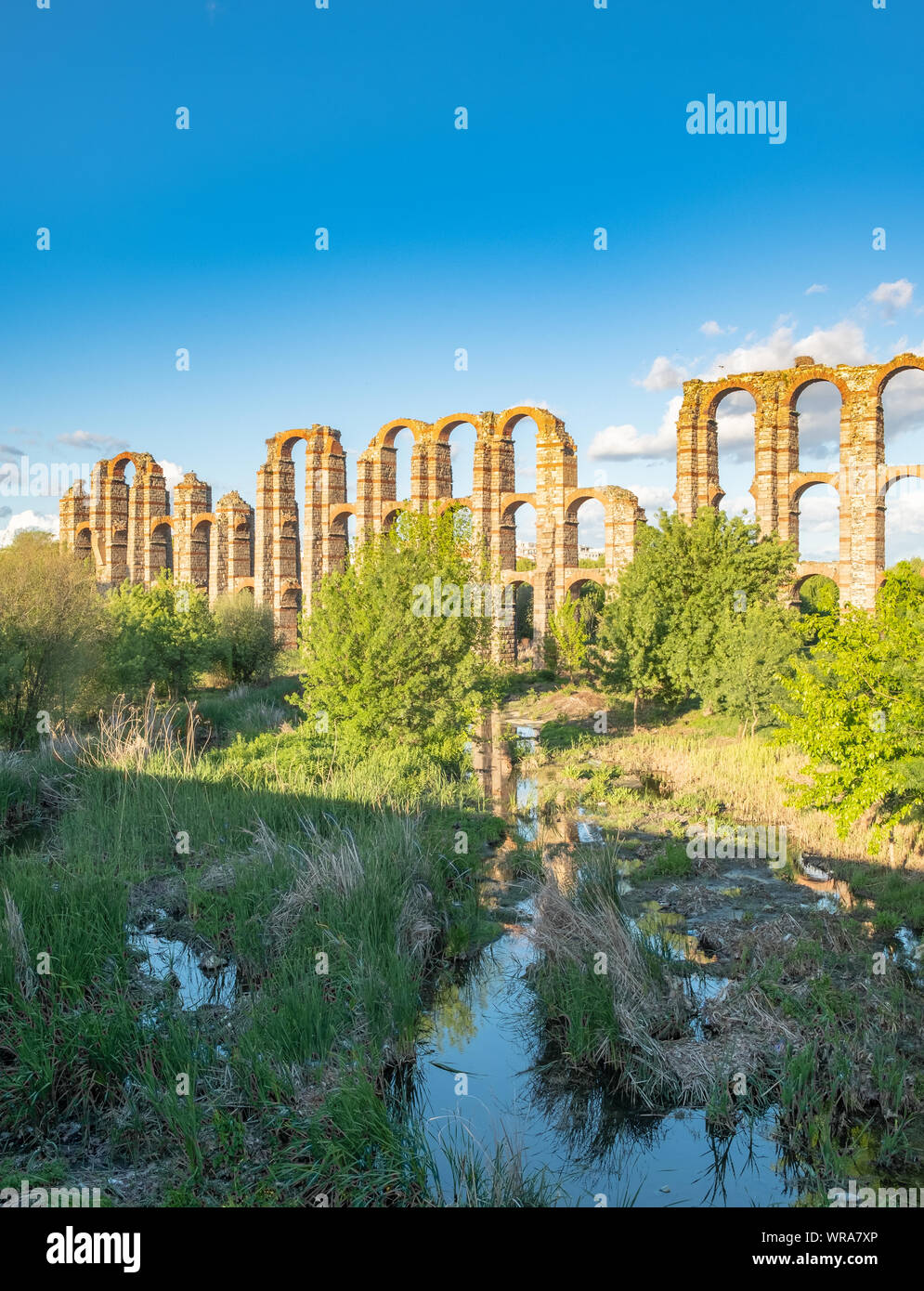 Panoramic view of the famous aqueduct called Los Milagros, located in ...