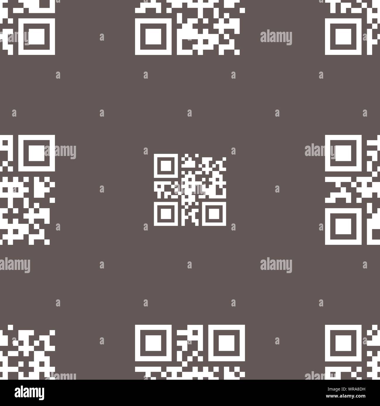 Qr code icon sign. Seamless pattern on a gray background. Vector Stock ...