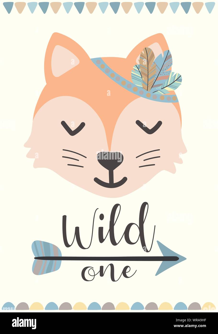 Vector image of a fox in the style of Boho. A cartoon hand-drawn ...