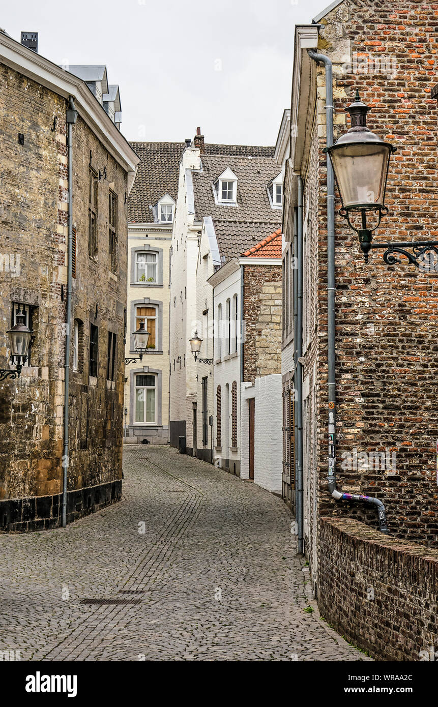 Maastricht, The Netherlands, September 8, 2019: narrow meandering ...