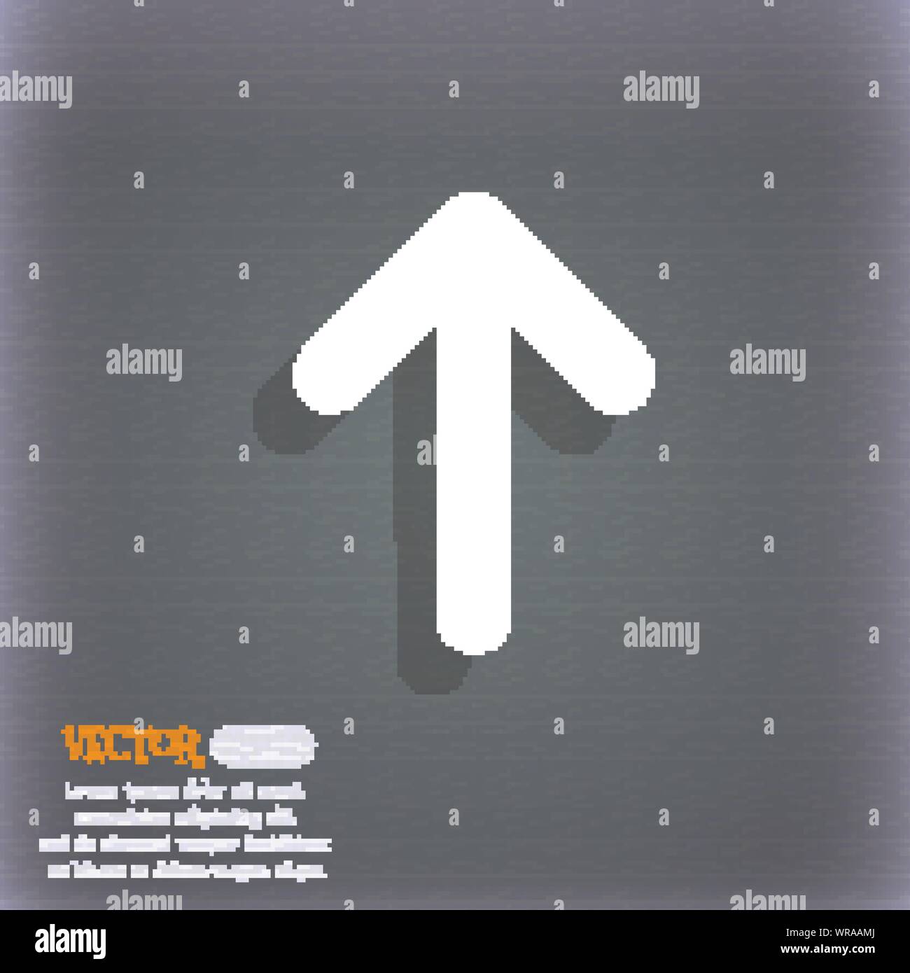 Arrow up, This side up icon symbol on the blue-green abstract ...