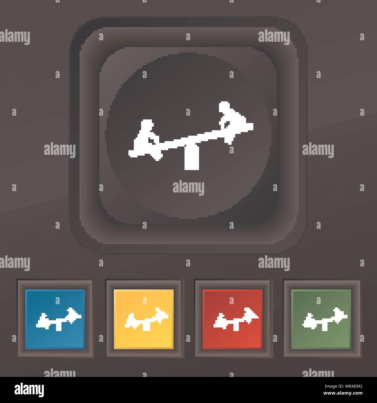 swing icon symbol. Set of five colorful, stylish buttons on black ...