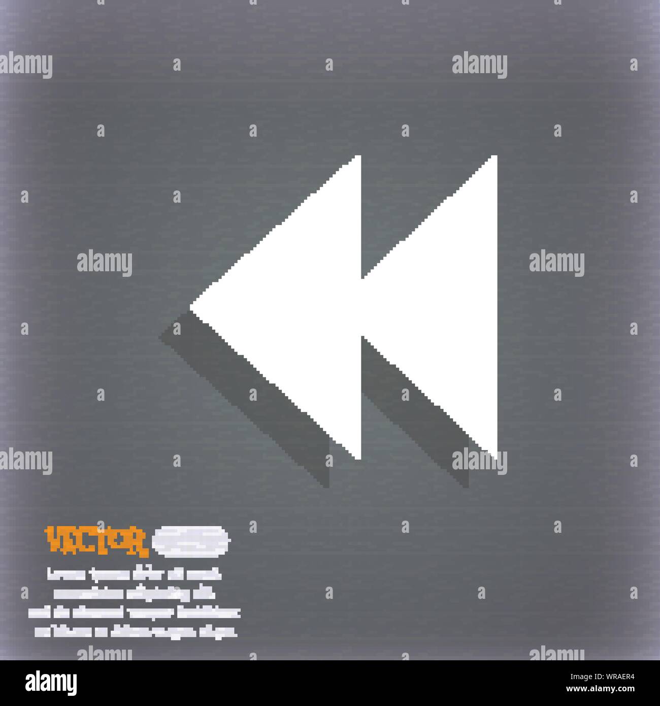 rewind icon symbol on the blue-green abstract background with shadow ...