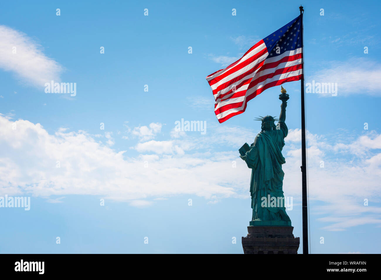Statue Of Liberty USA, view of the rear of the Statue of Liberty and a ...