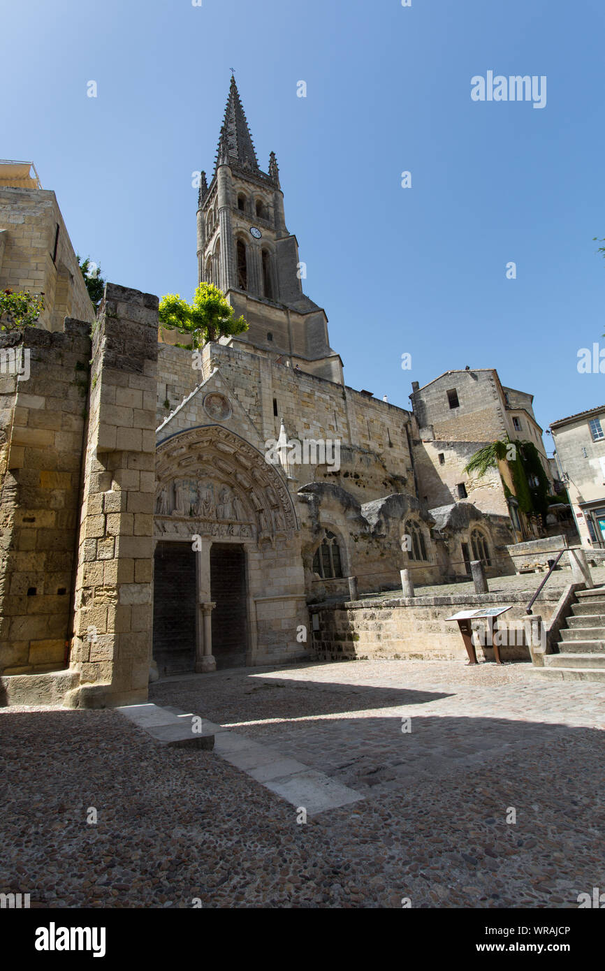 Town of Saint-Emilion, France. The Gothic entrance to the historic ...
