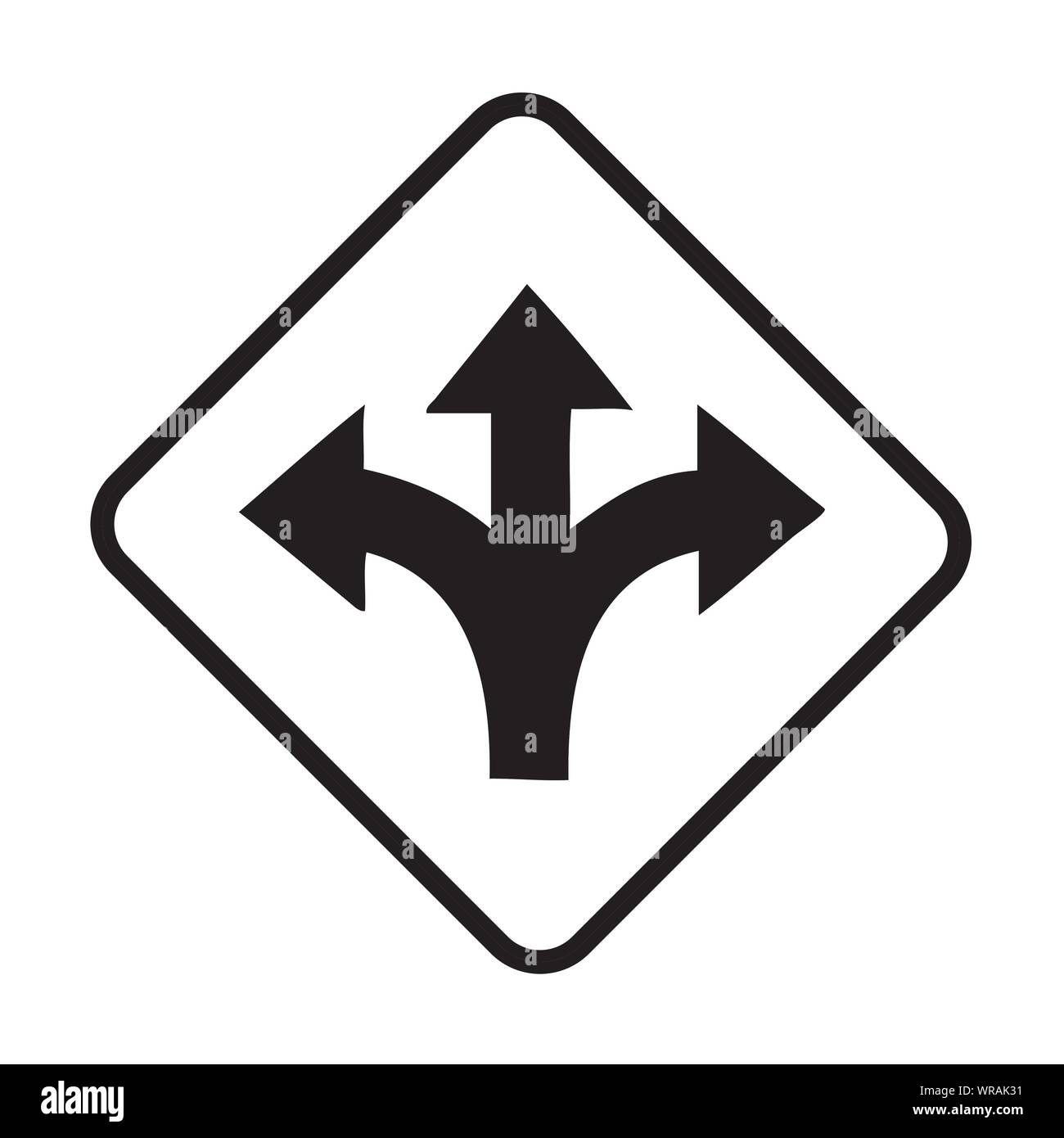 three way fork road sign vector Stock Vector Image & Art - Alamy