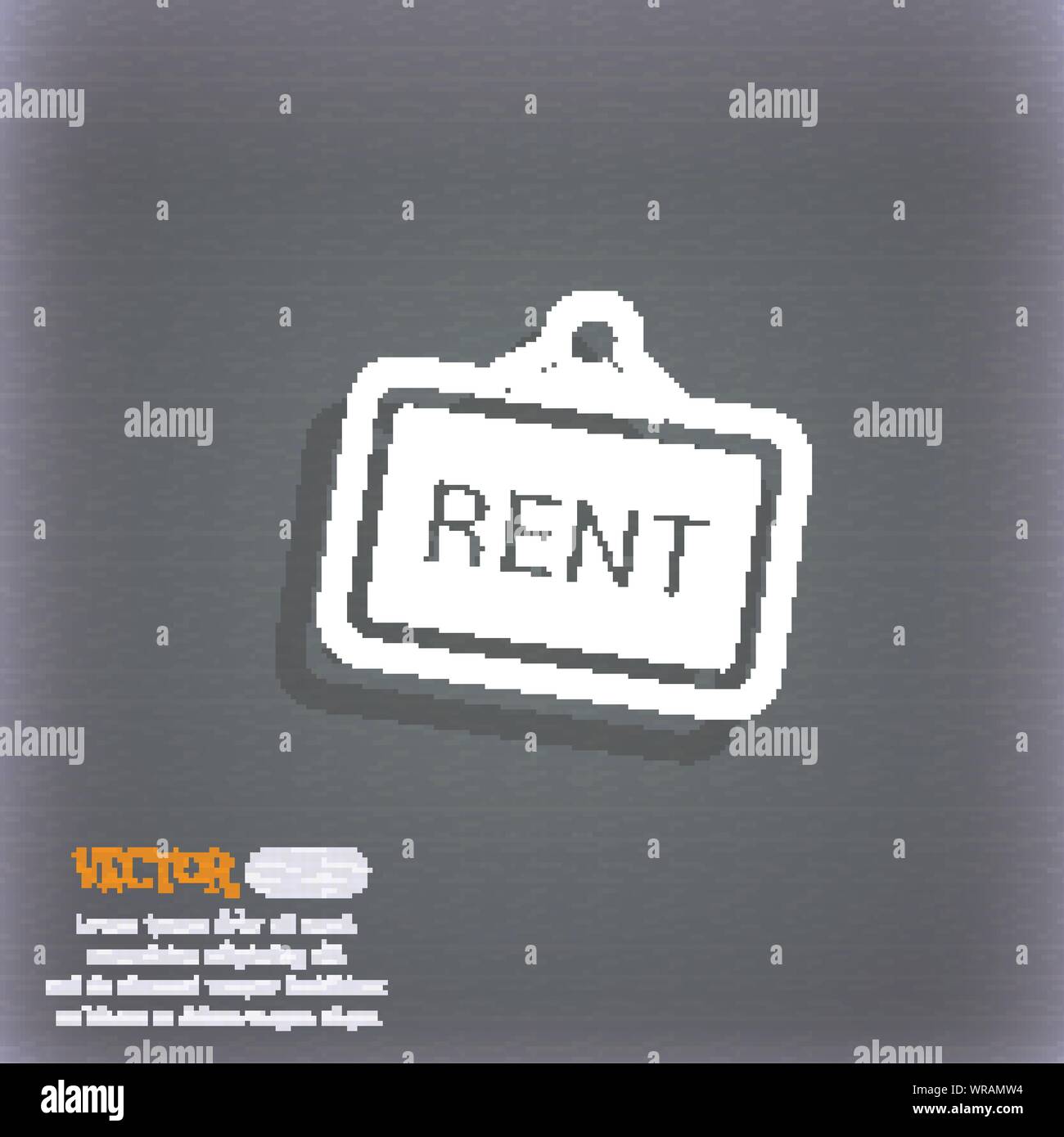 Rent icon symbol on the blue-green abstract background with shadow and ...